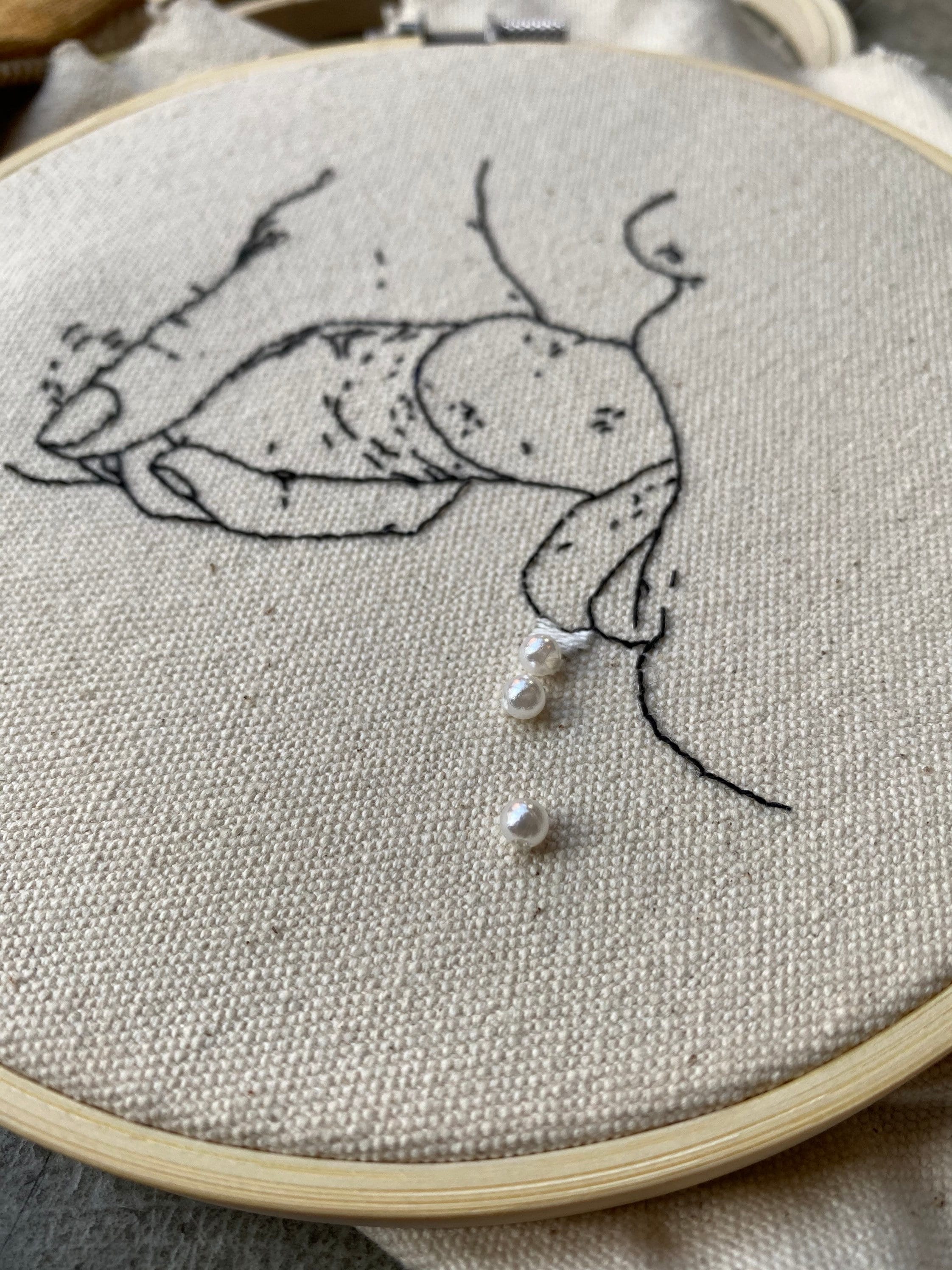 Adult Content Fellatio Blow Job Line Drawing Finished Embroidery