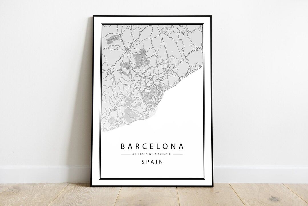Barcelona Printable Digital Map - Etsy