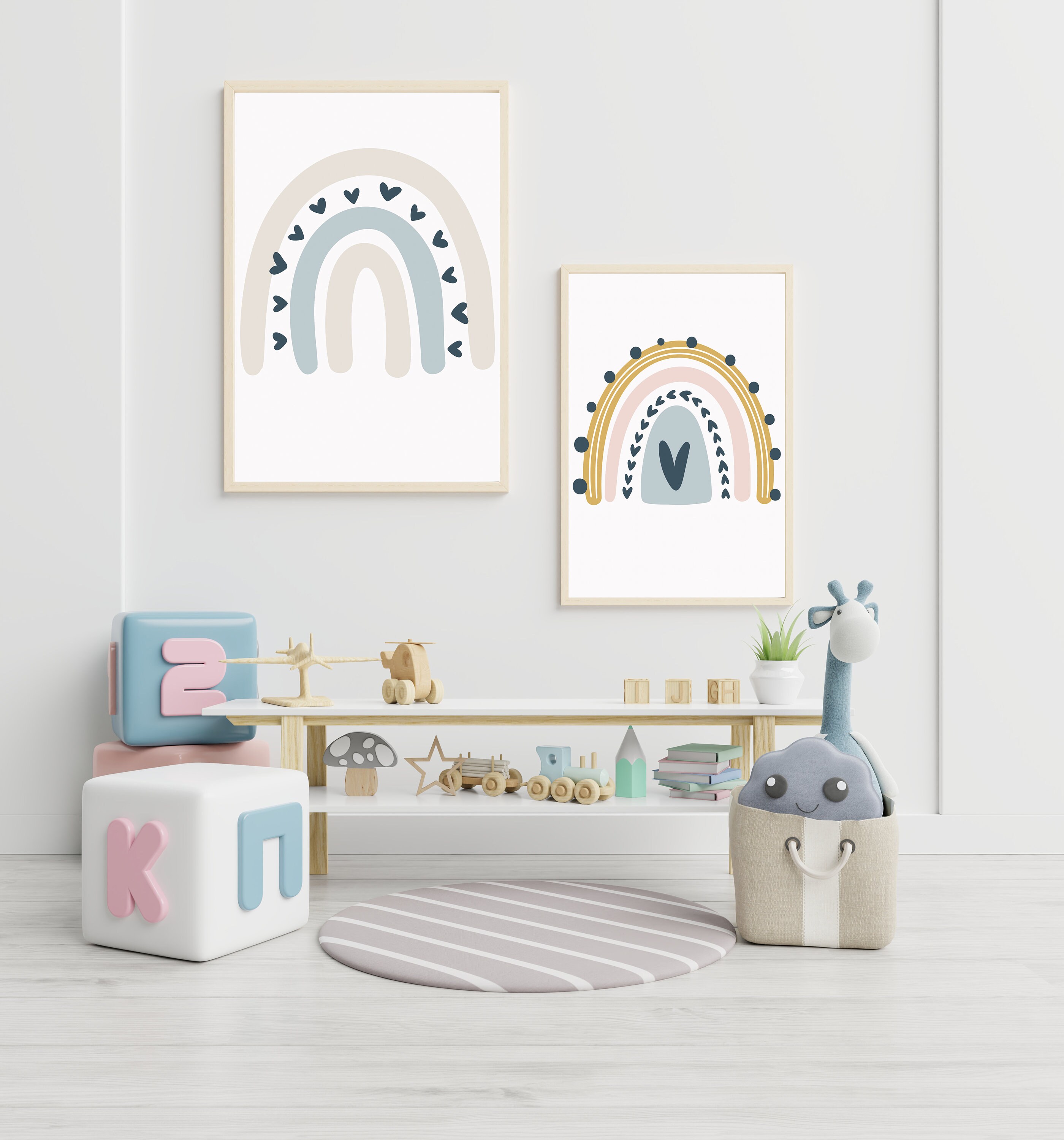 Rainbow Nursery Room Printable Poster Bundle Rainbow Nursery | Etsy