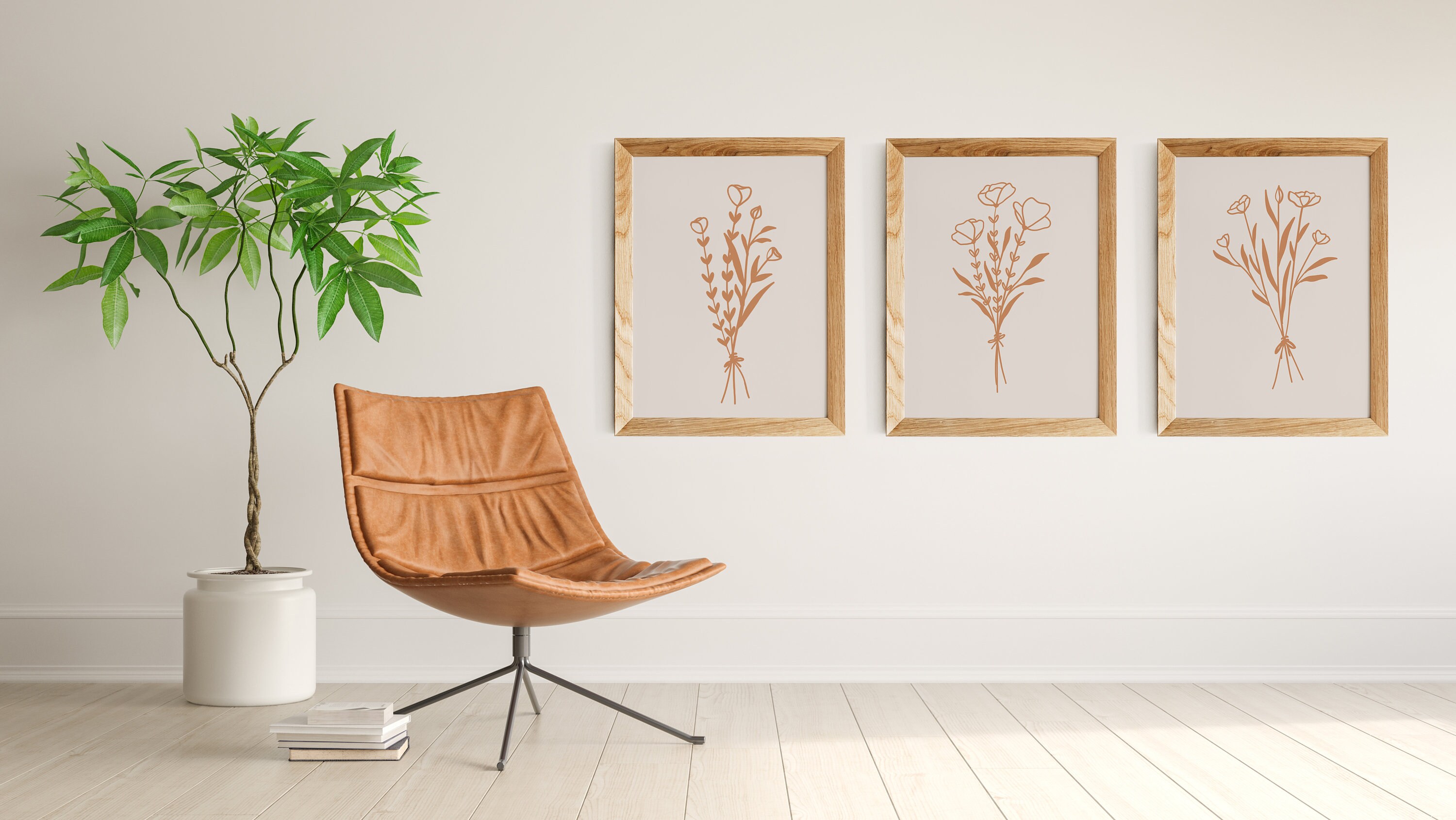 Boho Flowers Poster Set of 3 Printables Flower Wall Art | Etsy