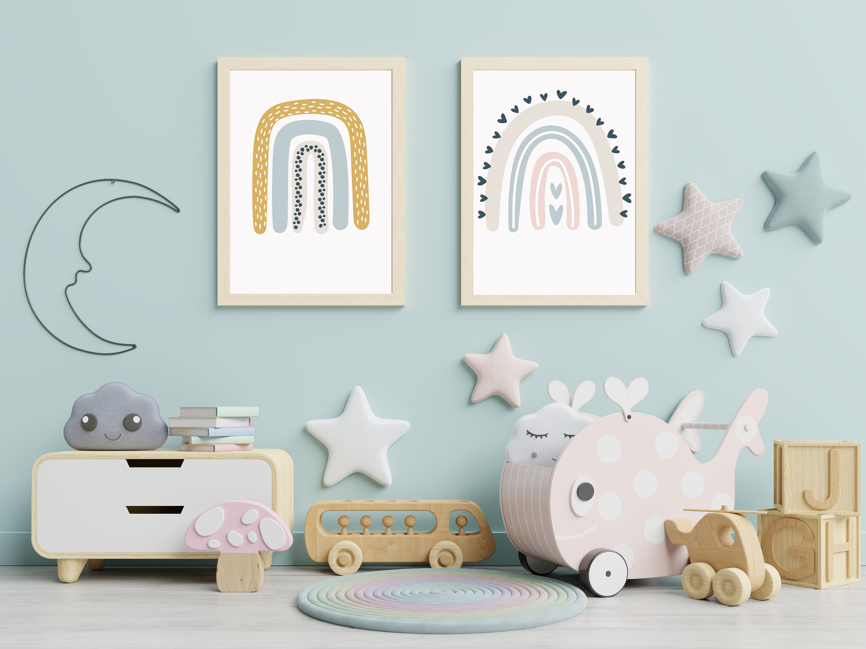 Rainbow Nursery Room Printable Poster Bundle Rainbow Nursery | Etsy