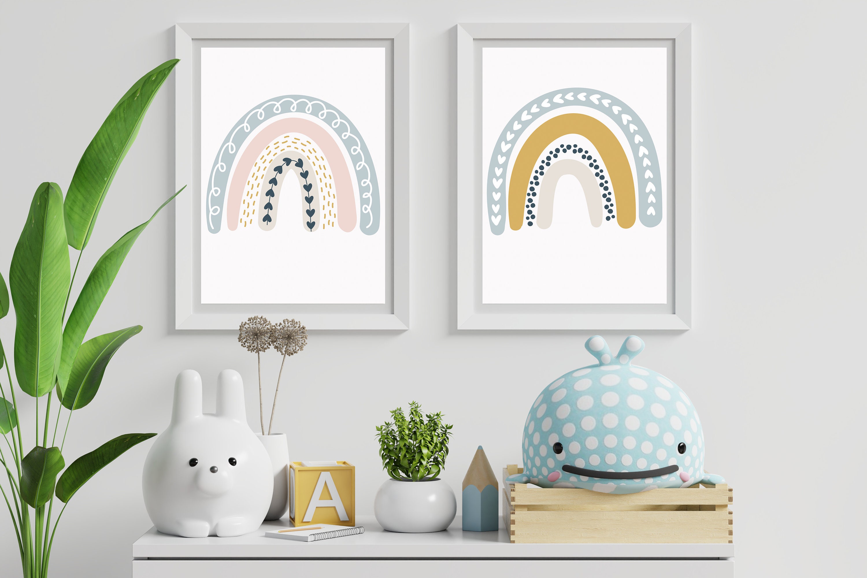 Rainbow Nursery Room Printable Poster Bundle Rainbow Nursery | Etsy