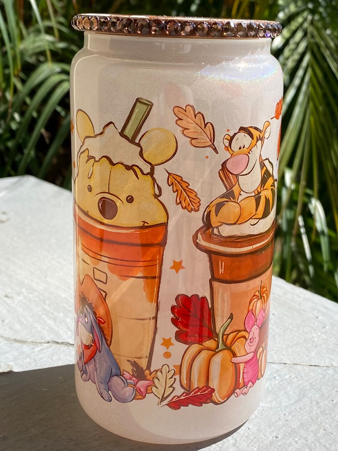 Bear Latte Sublimation Glass Libbey Cup, Fall Libbey Cups, Coffee ...