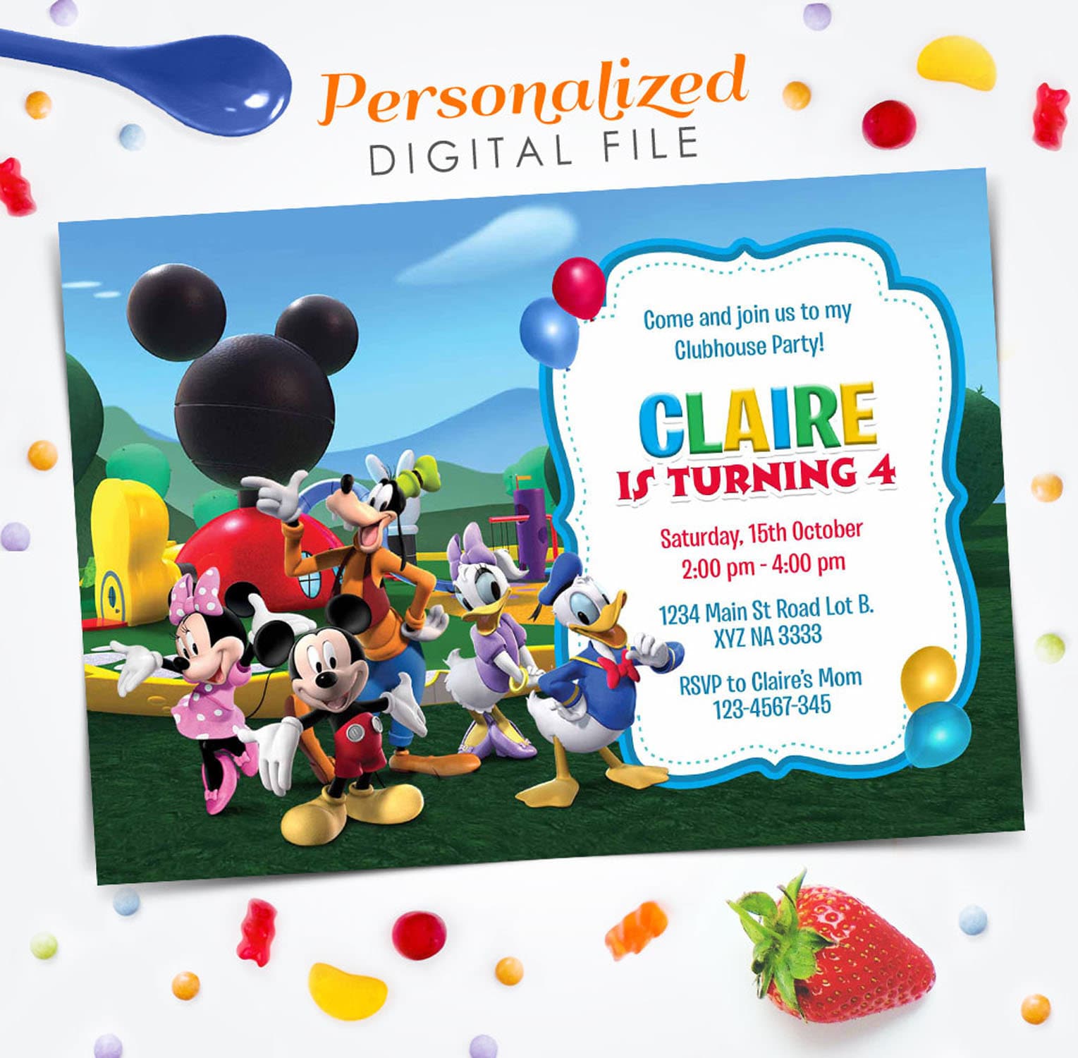 Mickey Mouse Clubhouse Invitation, Mickey Mouse Clubhouse Birthday ...