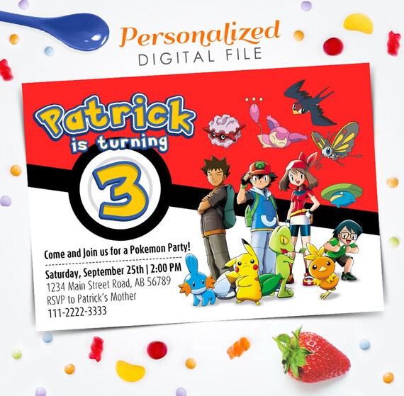 Invitación Pokemon Invitación de cumpleaños Pokémon | Etsy México