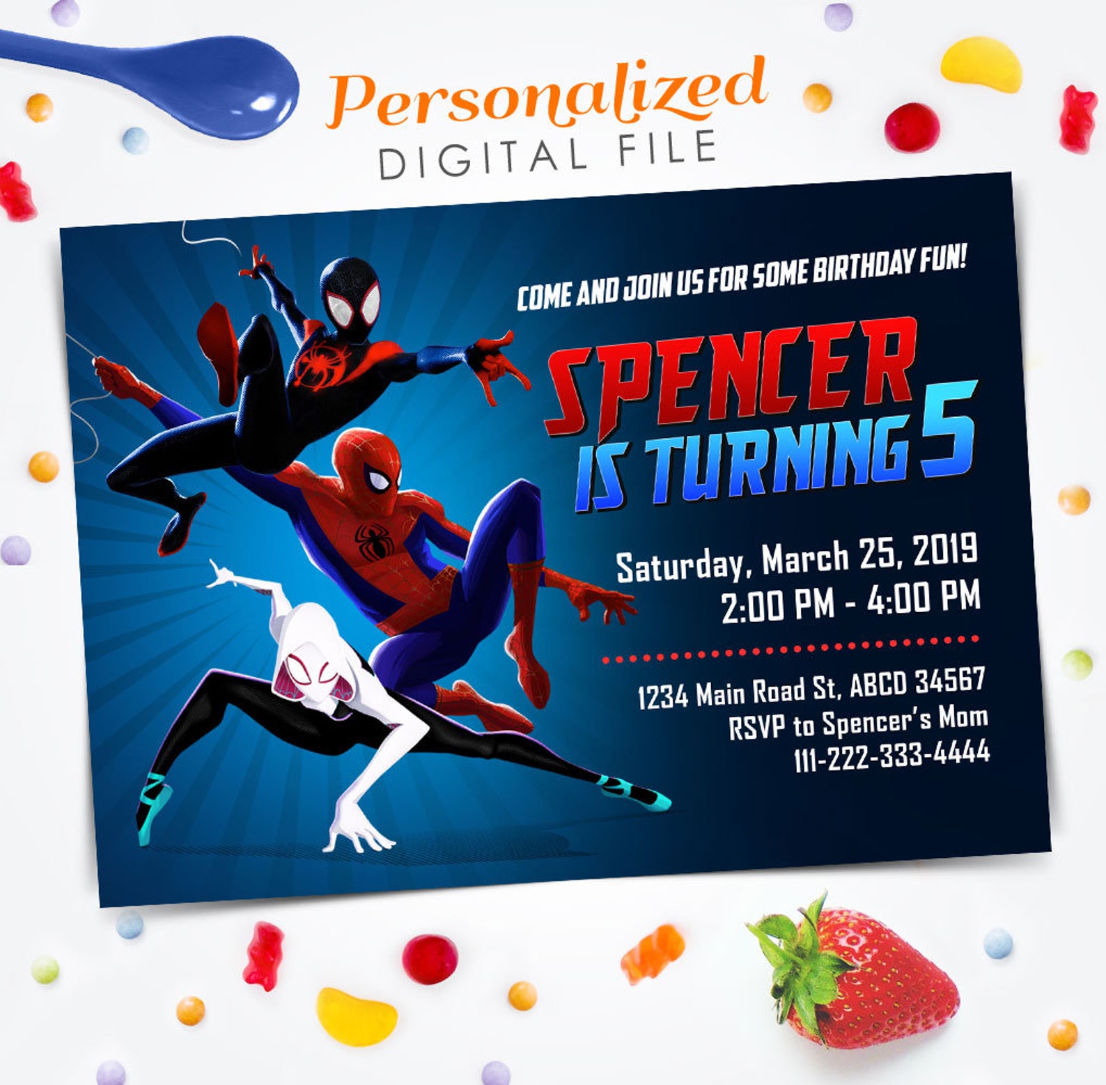 Spider-man Into the Spider-verse Invitation, Spider-man Into the Spider ...