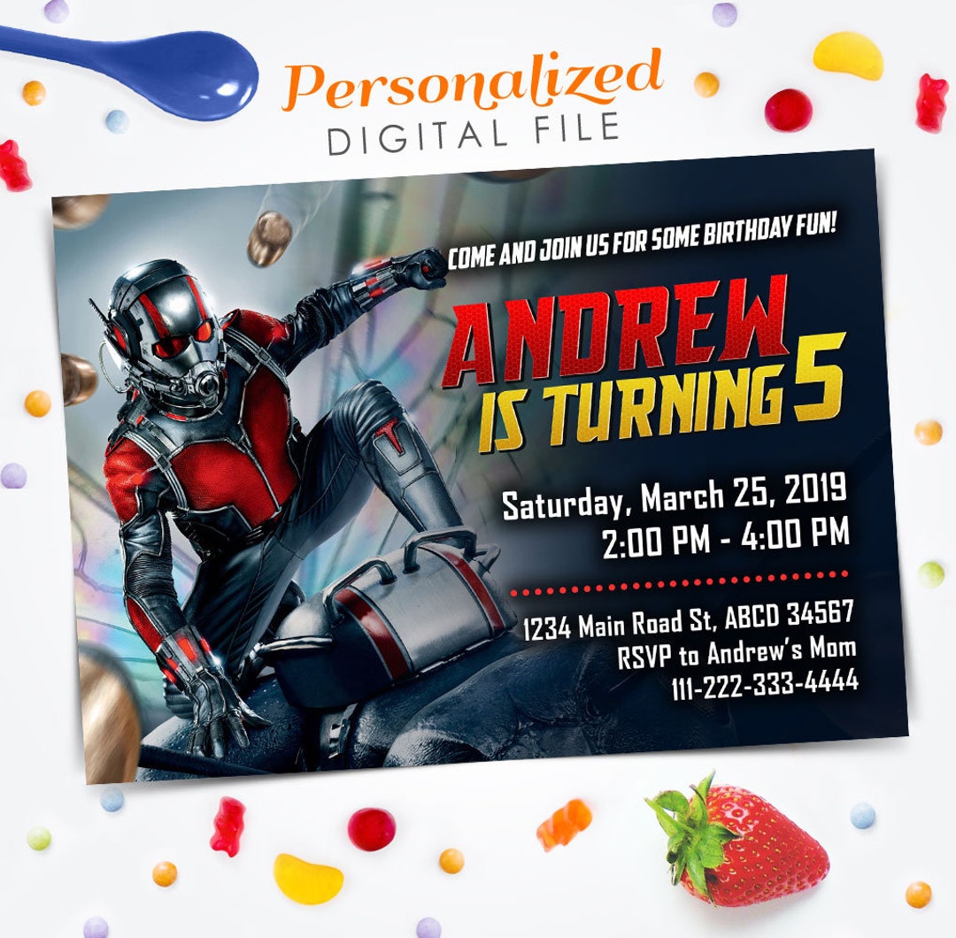 Ant-man Invitation, Ant-man Birthday Invitation, Ant-man Invite, Ant ...