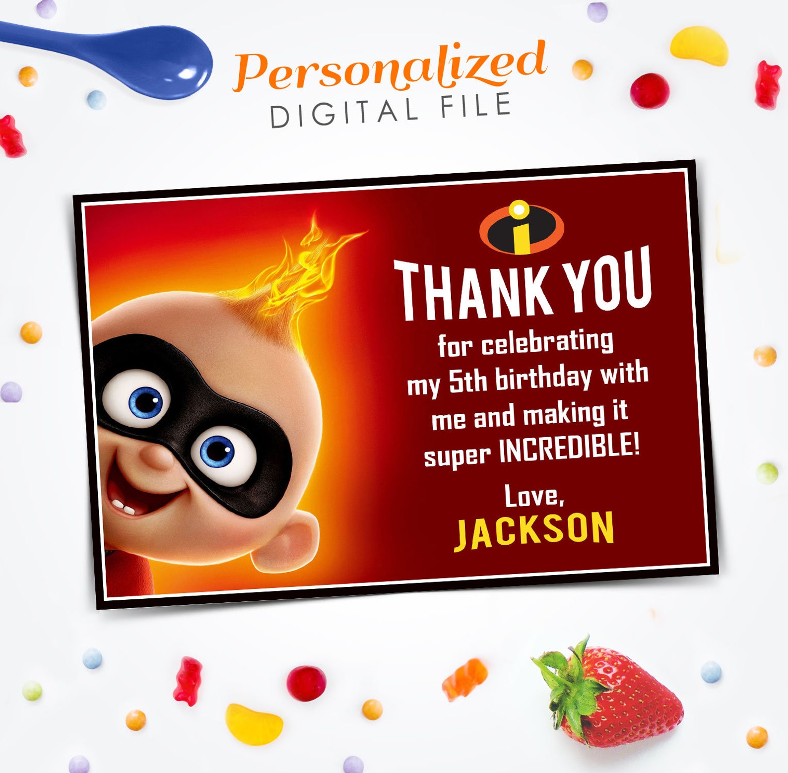 The Incredibles Thank You Card, the Incredibles Jack-jack Thank You ...