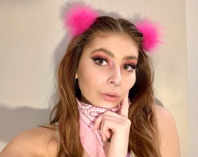 Hot Pink Fuzzy Marabou Pom Pom Hair Clips, Space Bunz - Etsy