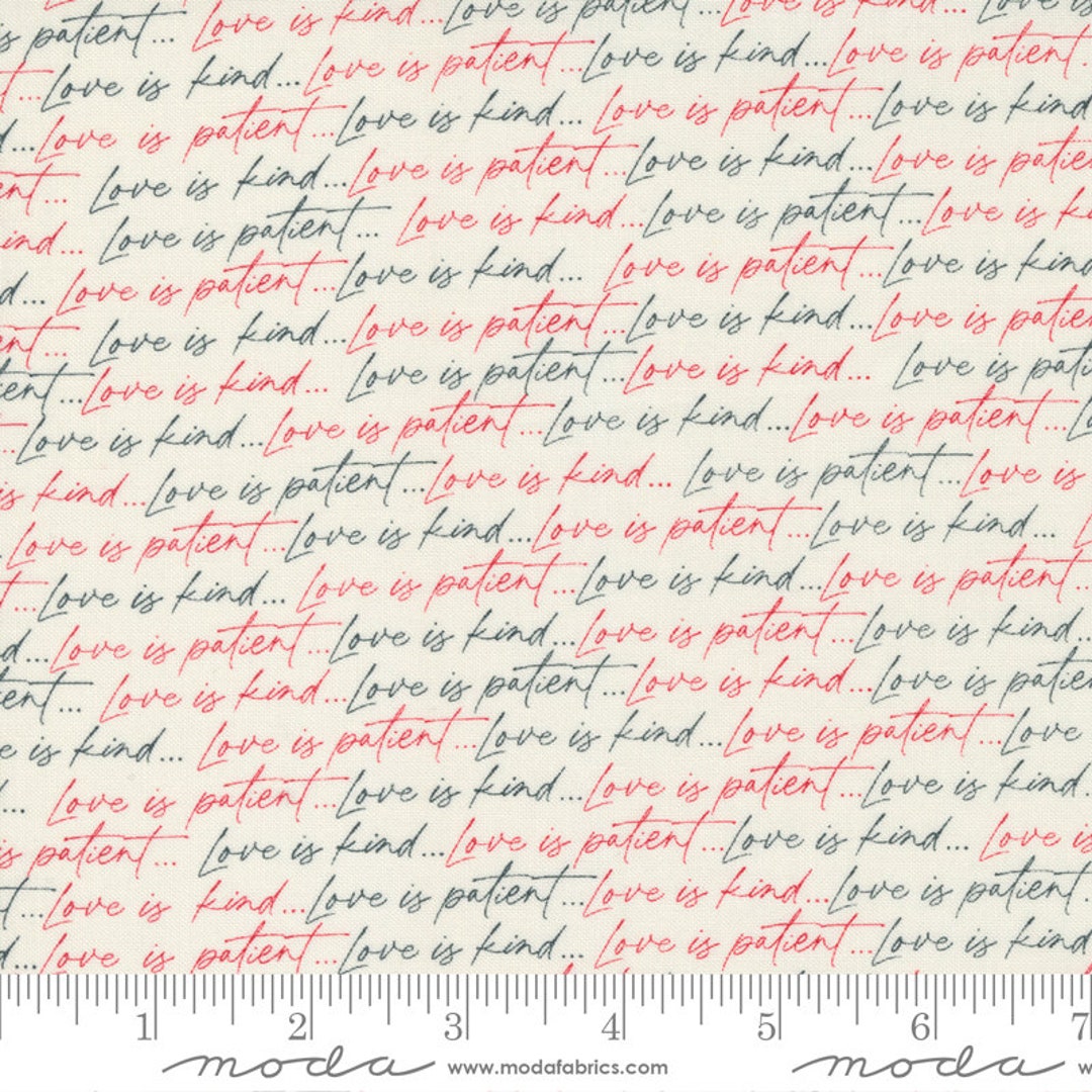 Flirt Words Love is Patient Cream Multi Fabric by Sweetwater Design for ...