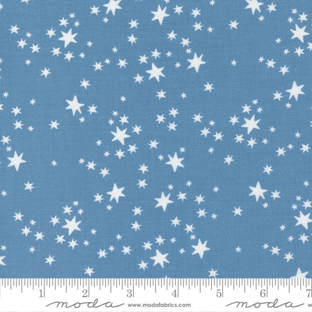 Delivered With Love Blue Stars Fabric by Paper & Cloth for Moda this is ...