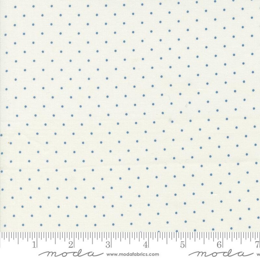 Shoreline Cream Medium Blue Dot Fabric by Camille Roskelly for Moda ...
