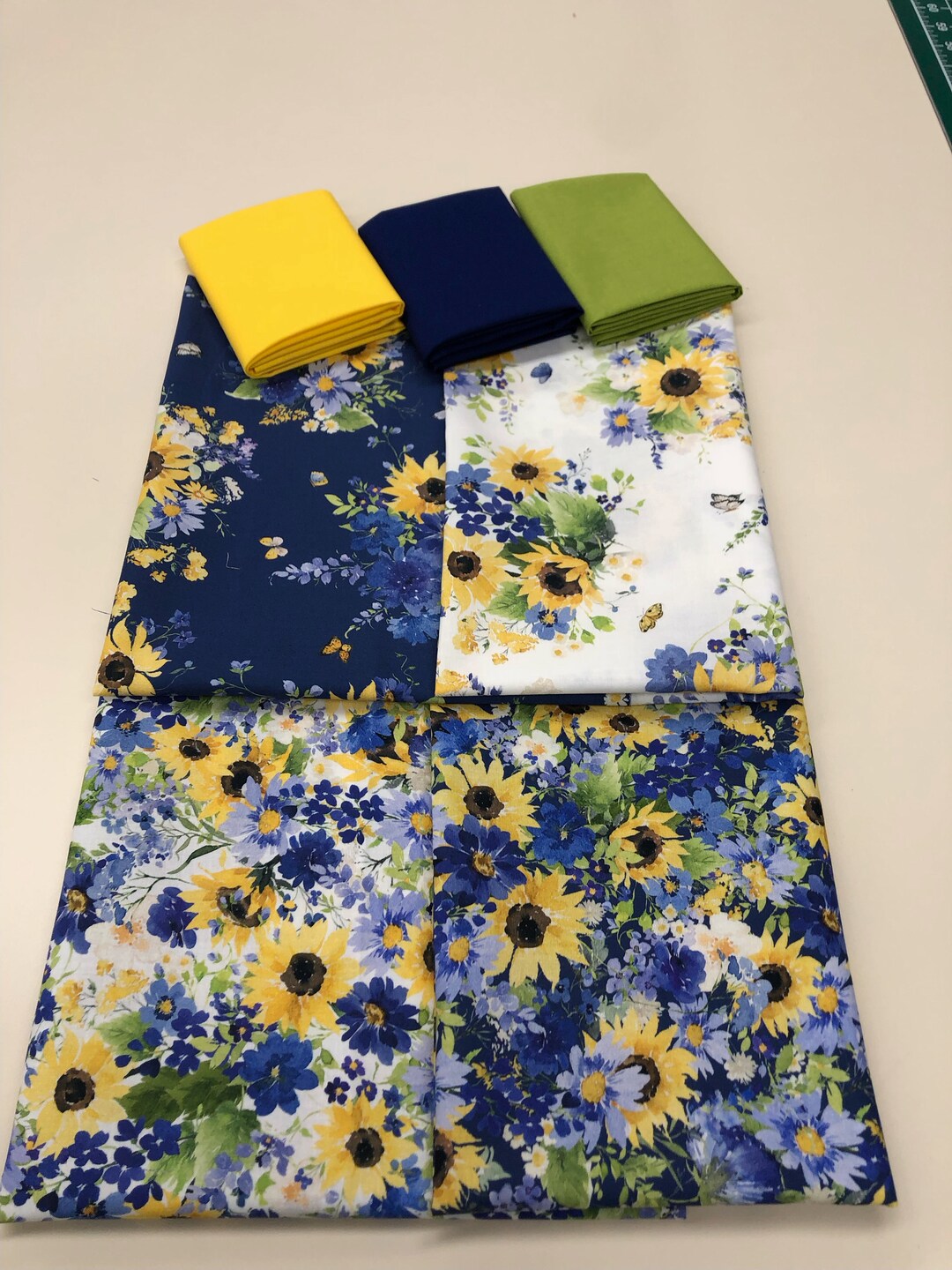 7 Piece Sunflower Fat Quarter Bundle by Clothworks 7 18 X 22 Inch Cuts ...