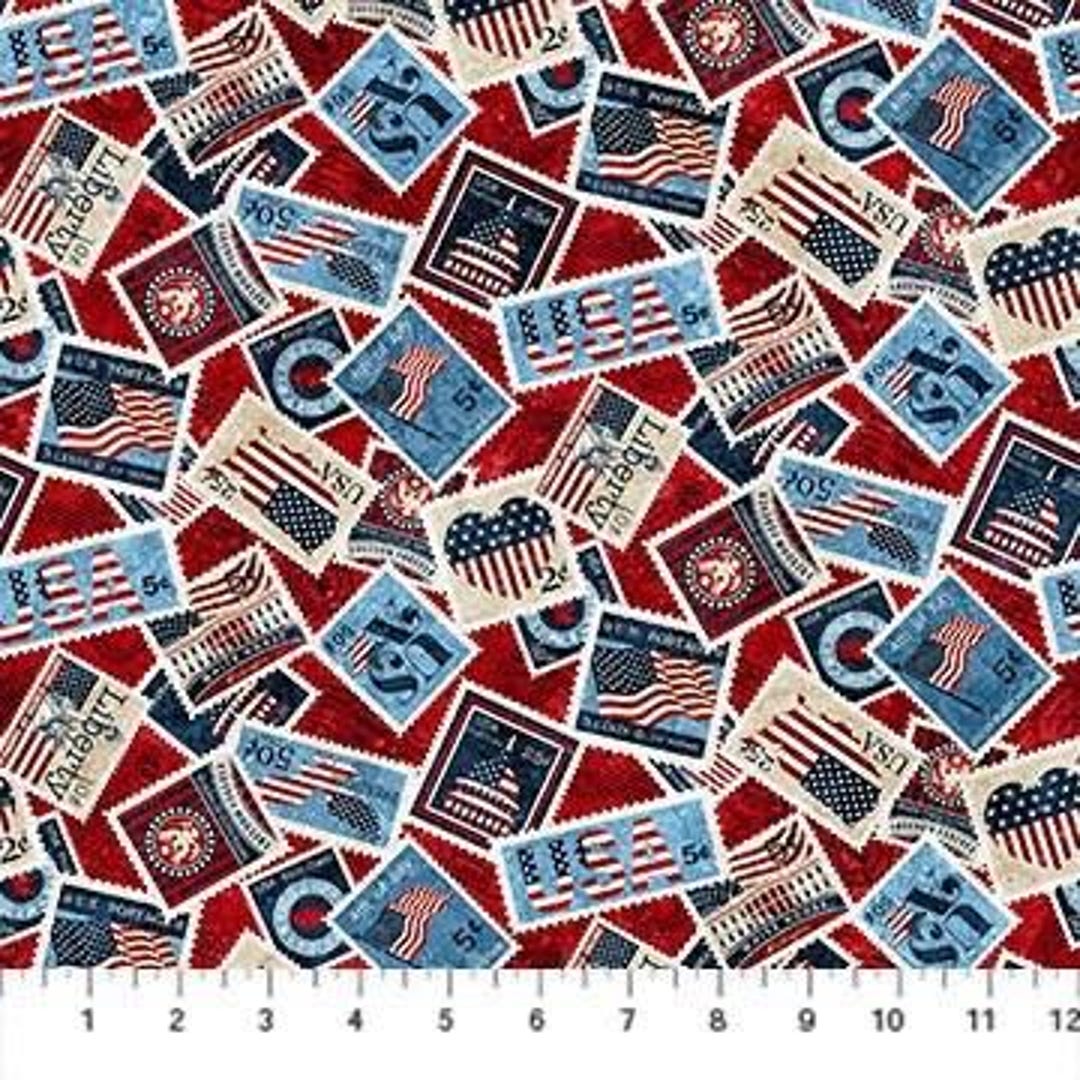 Stars & Stripes Red Multi Patriotic Fabric by Northcott Fabrics 24286 ...