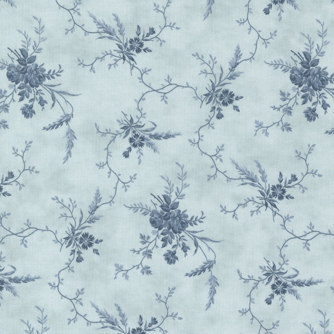Cascade Sky Blue Floral Fabric by 3 Sisters for Moda Fabrics 44323 13 ...