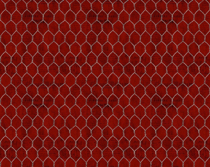 Garden Gate Red Chicken Wire Fabric by Wilmington Fabric 39815 399 ...