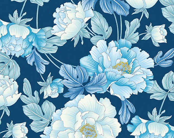 Veranda Big Floral Dark Blue Fabric by Benartex Fabrics 2456 55 this is ...