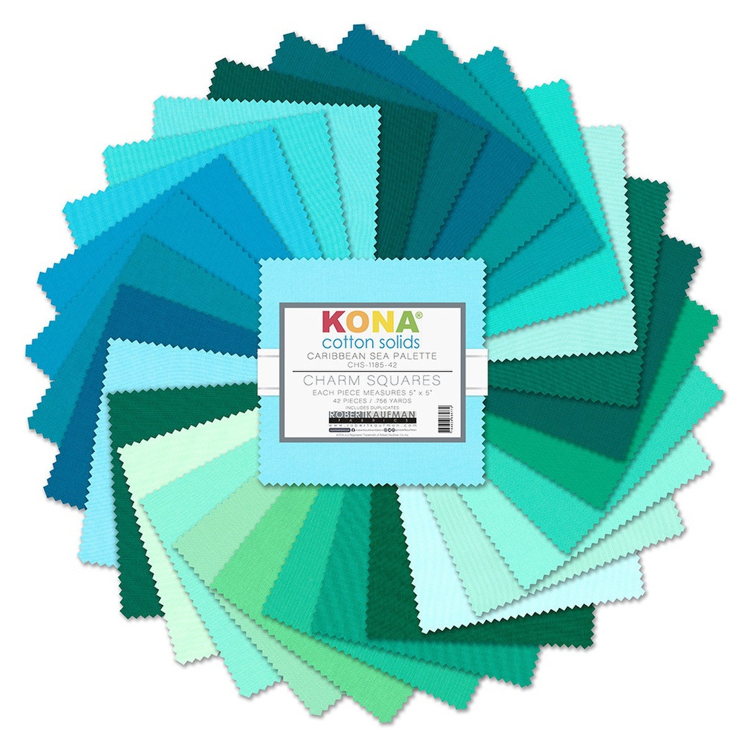 Kona Cotton Solids Caribbean Sea Palette CHS 1185 42 C 5x5 Inches 42 ...