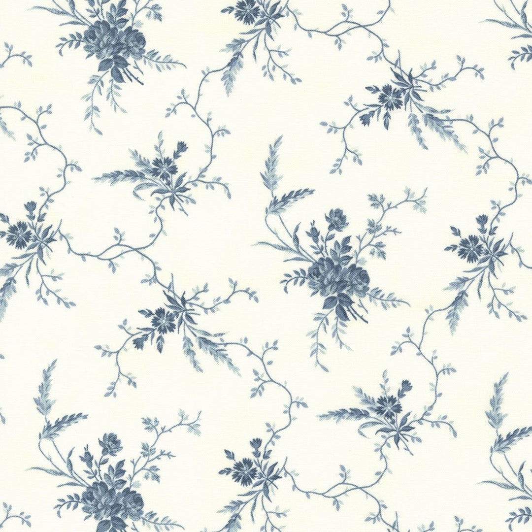 Cascade Cloud Blue Floral Fabric by 3 Sisters for MODA Fabrics 44323-11 ...