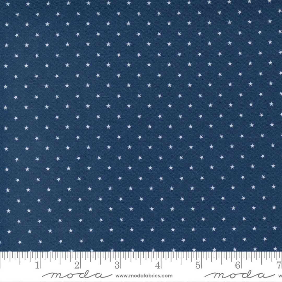 Twinkle Night Blue With White Stars by April Rosenthal for Moda Fabrics ...