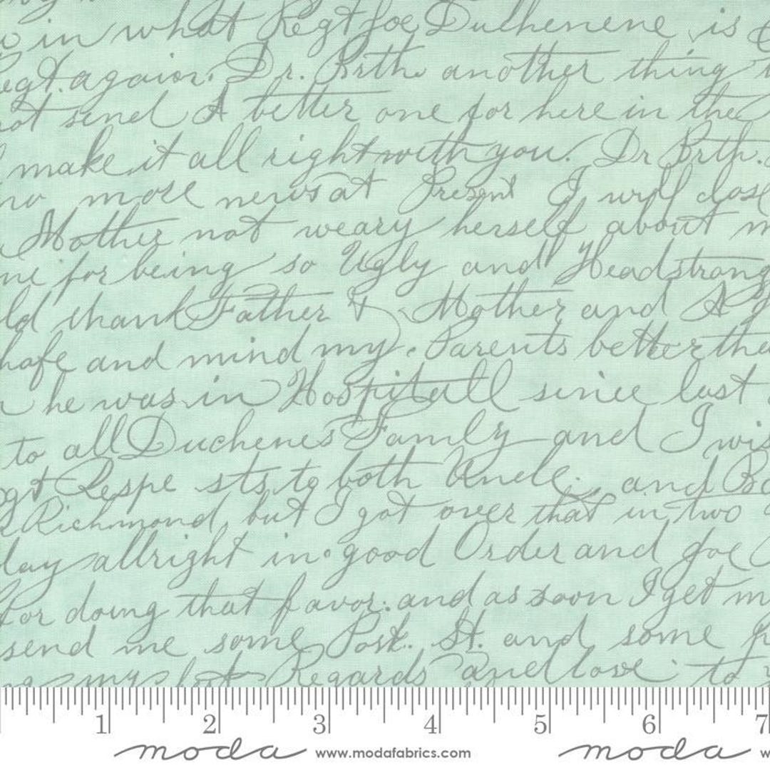 Collections Etchings Aqua Words Fabric by Howard Marcus for Moda ...