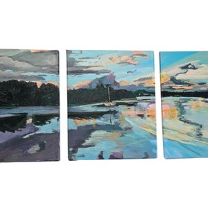 Maritime Triptych Painting, Original Artwork in Acrylic 99x41 Cm - Etsy