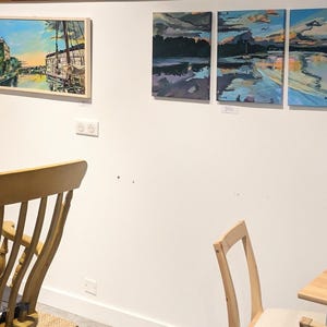Large Sunset Seascape Triptych Painting, Original Brittany Coastal Wall ...