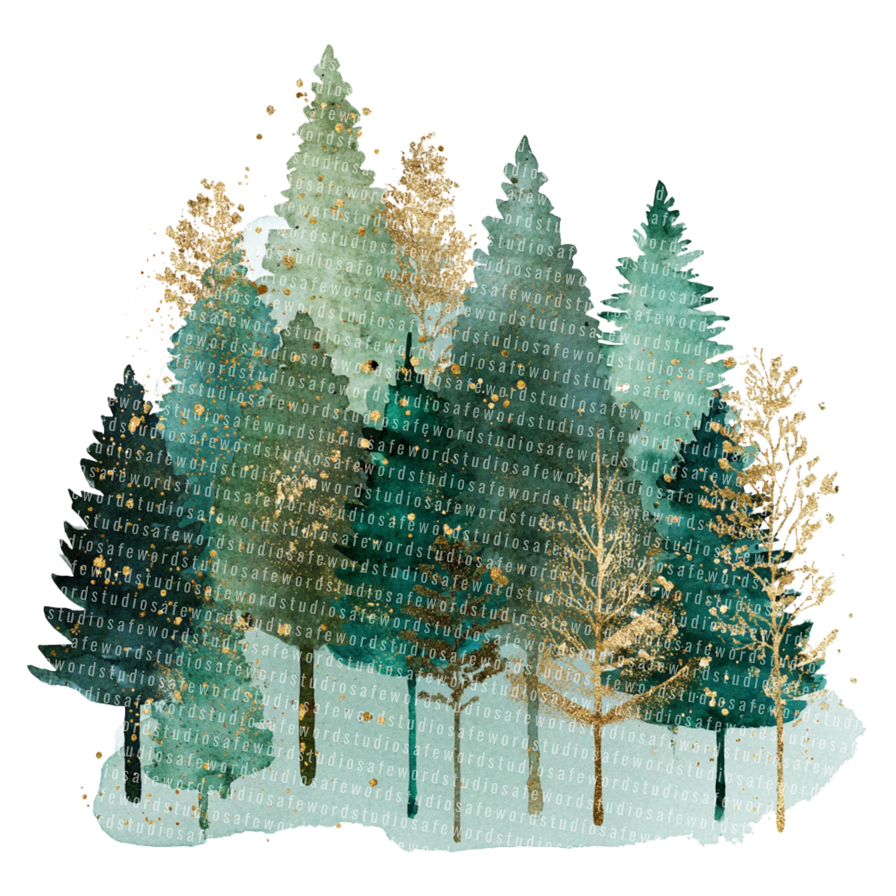 12 Watercolor Christmas Tree Clipart Set, Printable, High Quality PNG ...