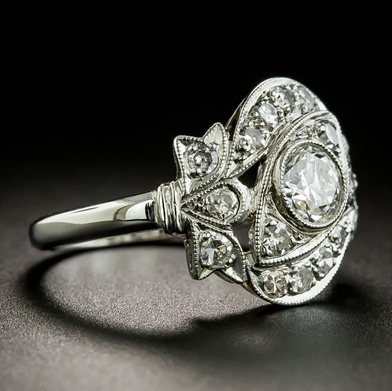Vintage Engagement Ring For Woman/Old European-Round-Cut | Etsy
