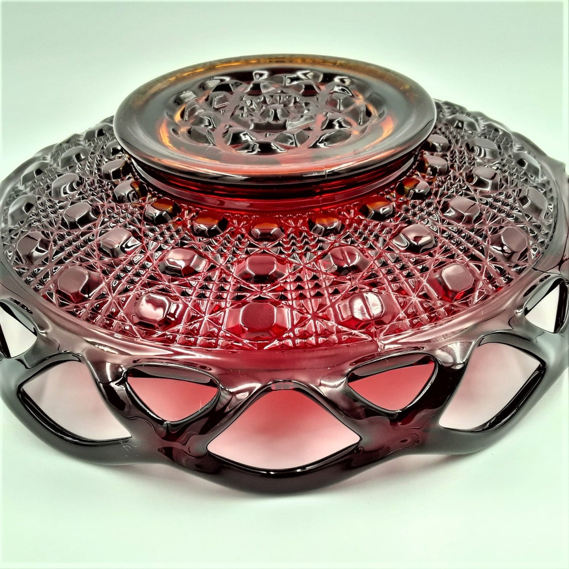 Vintage IMPERIAL Glass RUBY RED Amberina Katy Lace Edge - Etsy