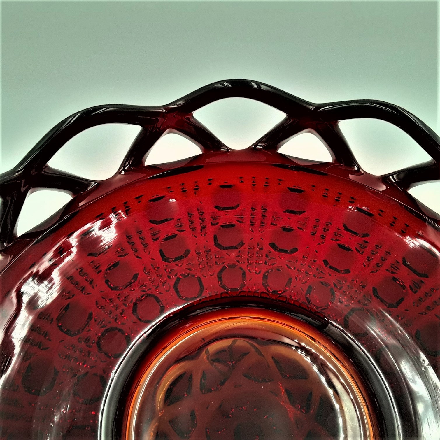 Vintage IMPERIAL Glass RUBY RED Amberina Katy Lace Edge - Etsy