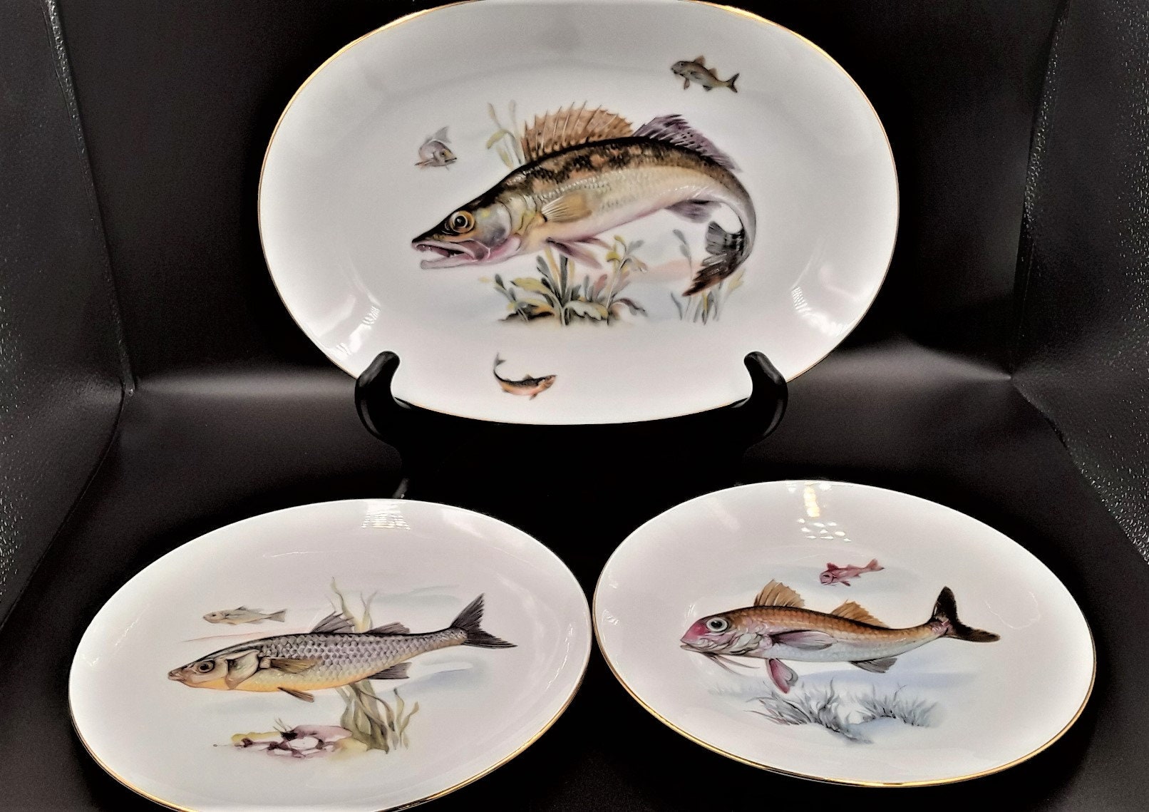 Vintage NEIMAN MARCUS FISH Plates Porcelain China Made in W | Etsy