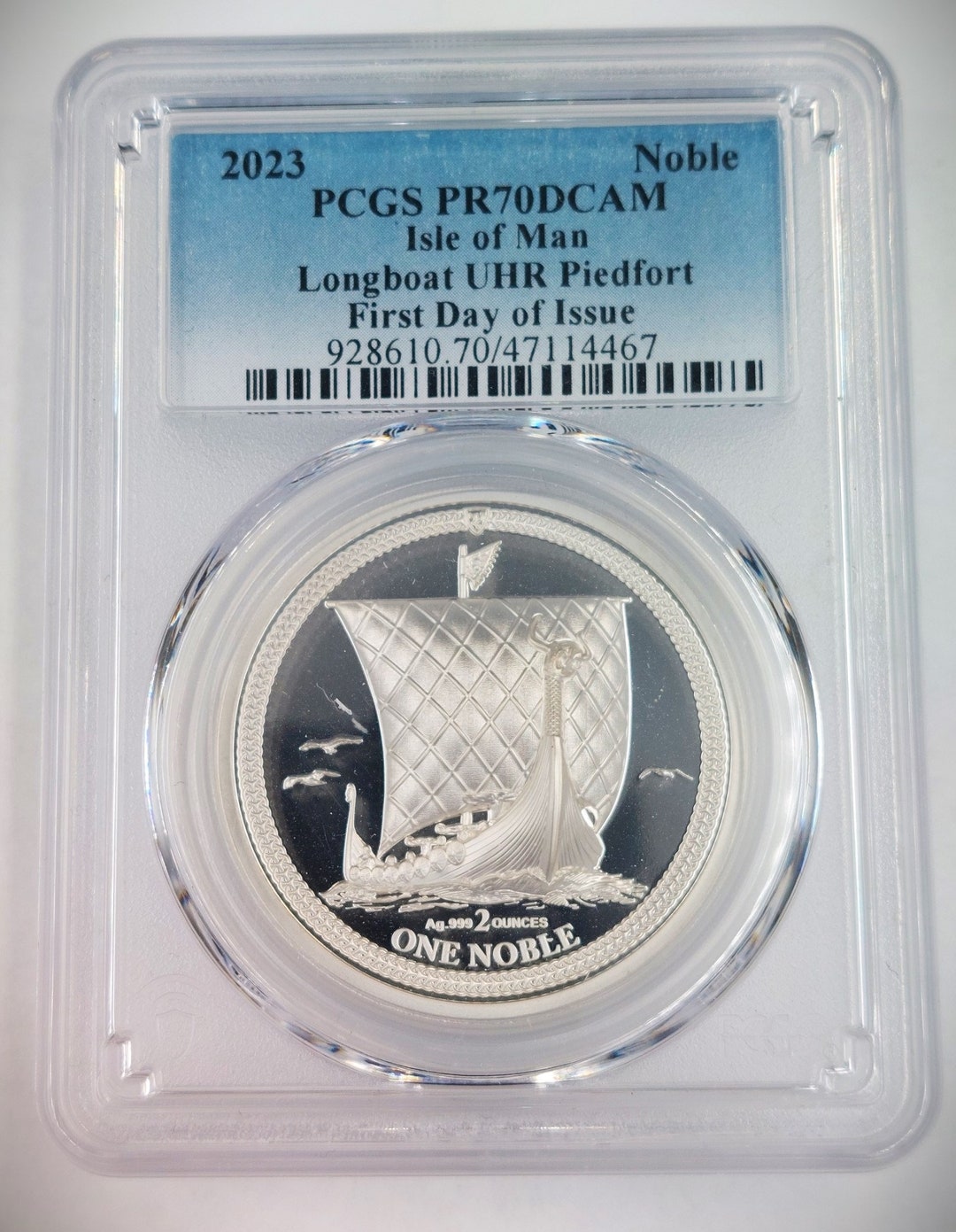 2023 Isle of Man 2 Oz SILVER Proof NOBLE Coin Viking Ship Coin Graded ...