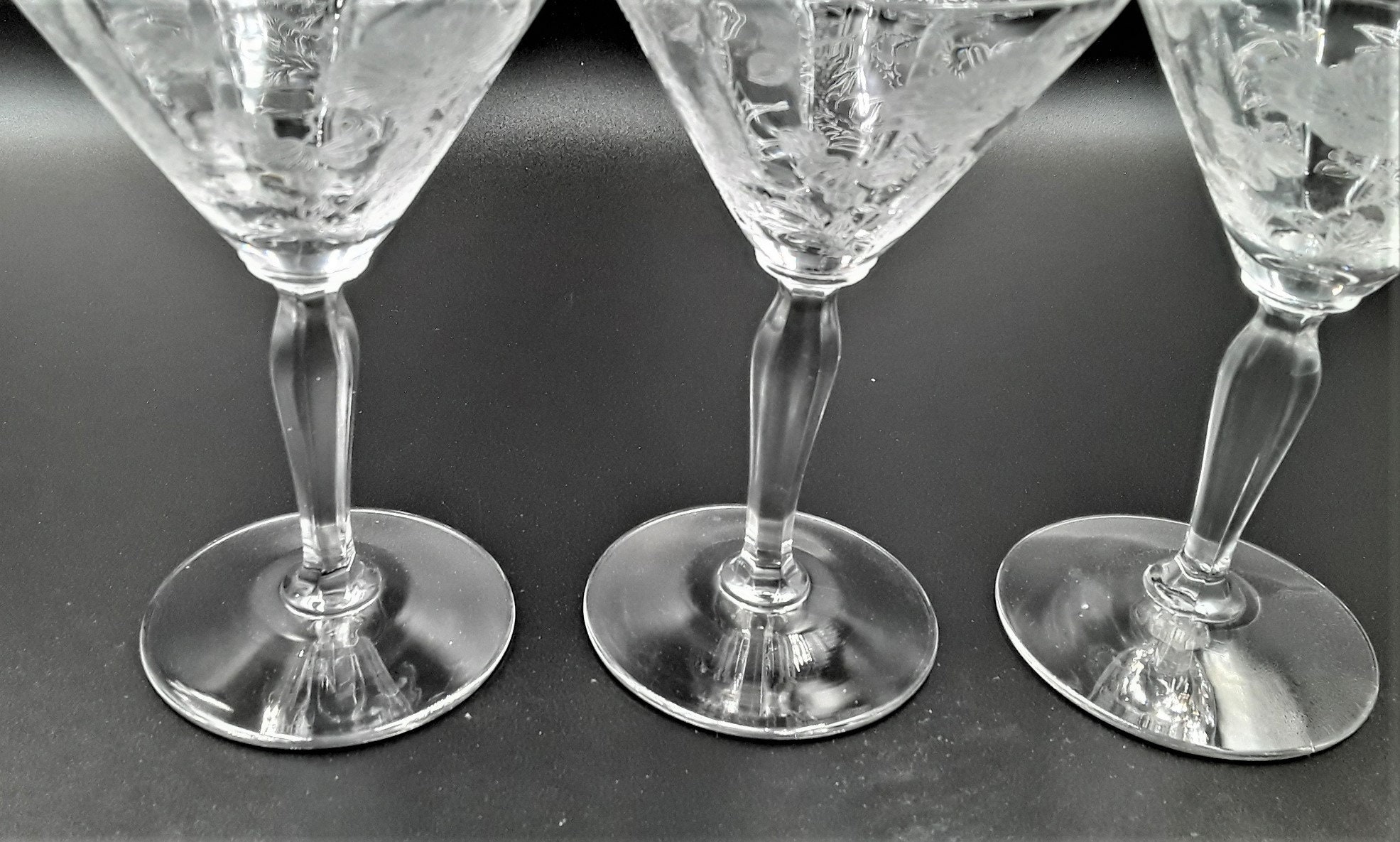 Antique 3 FOSTORIA ROGENE POPPY Crystal Glass Cordial Liquor Stem ...