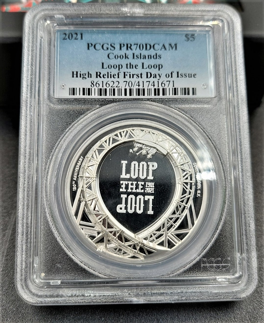 2021 COOK Islands 1 Oz SILVER Proof Coin Loop the Loop High Relief ...