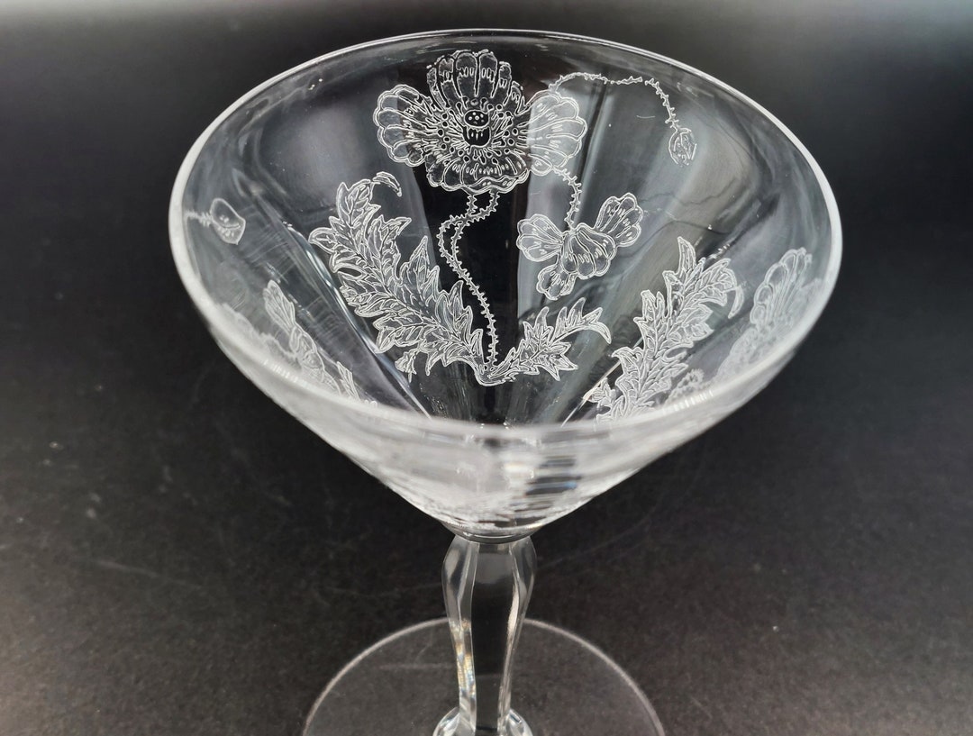 Antique 1920s FOSTORIA ROGENE "poppy" Small 2oz Etched Embossed Pattern ...