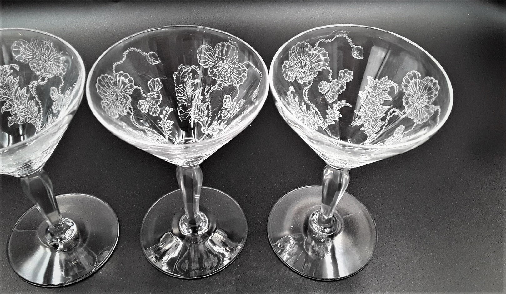 Antique 3 FOSTORIA ROGENE POPPY Crystal Glass Cordial Liquor Stem ...