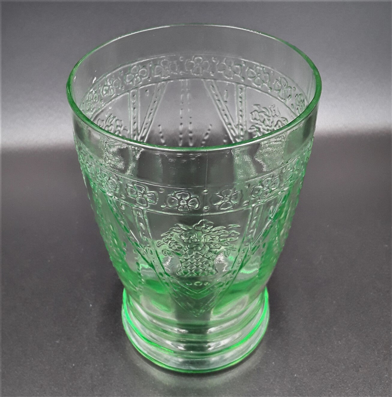 Antique FEDERAL Glass Company GEORGIAN Pattern Green Uranium - Etsy