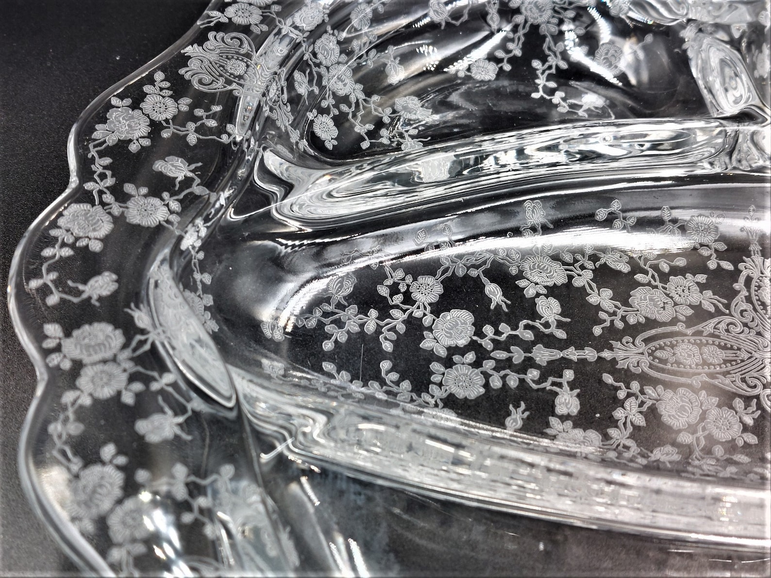 Vintage CAMBRIDGE ROSE POINT Elegant Era Etched Crystal Glass 5 Part ...
