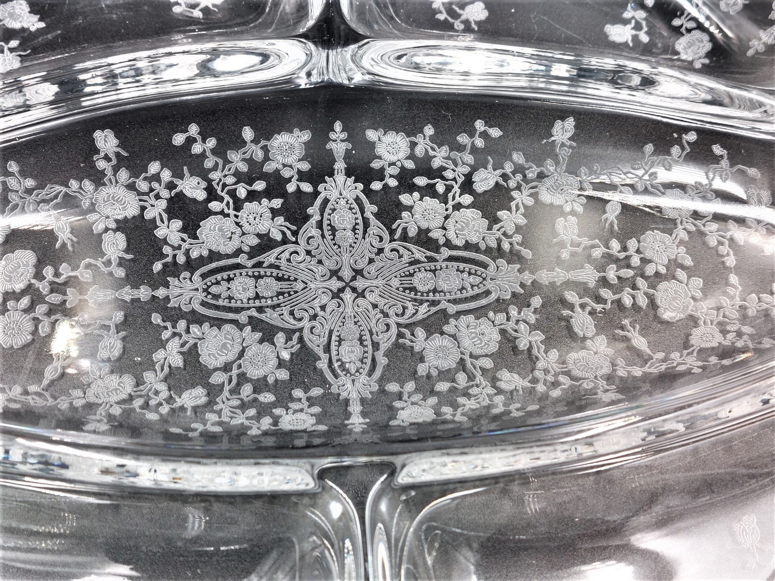 Vintage CAMBRIDGE ROSE POINT Elegant Era Etched Crystal Glass 5 Part ...