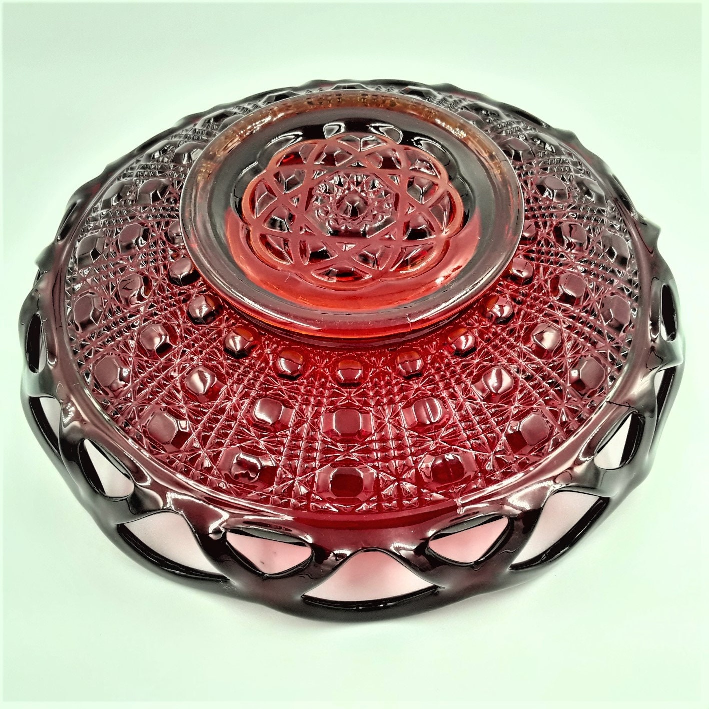 Vintage IMPERIAL Glass RUBY RED Amberina Katy Lace Edge - Etsy