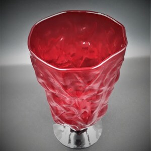 Vintage MORGANTOWN Ruby Red Crinkle Glass Goblet Tumbler Retro Glass ...