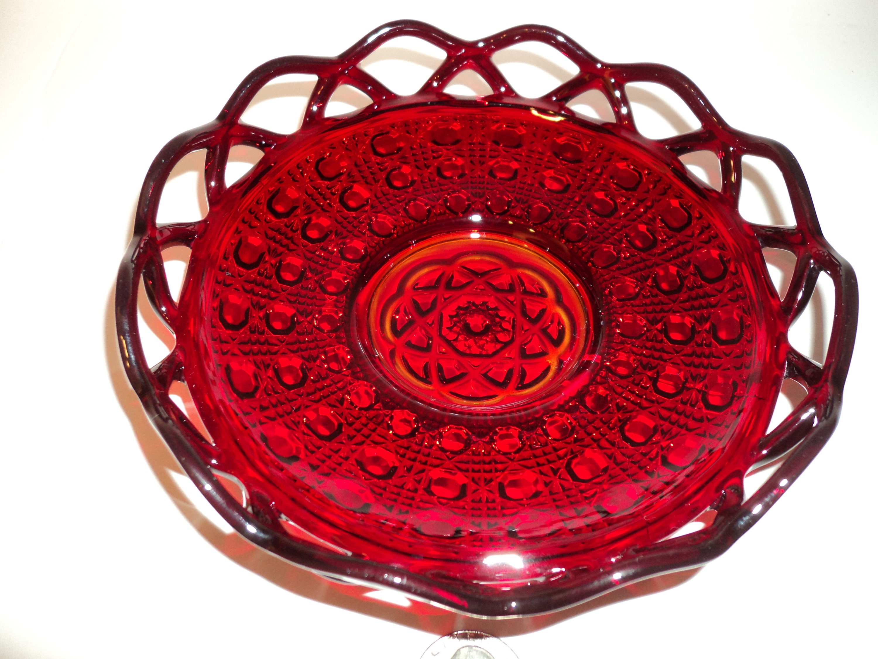 Vintage IMPERIAL Glass RUBY RED Amberina Katy Lace Edge - Etsy