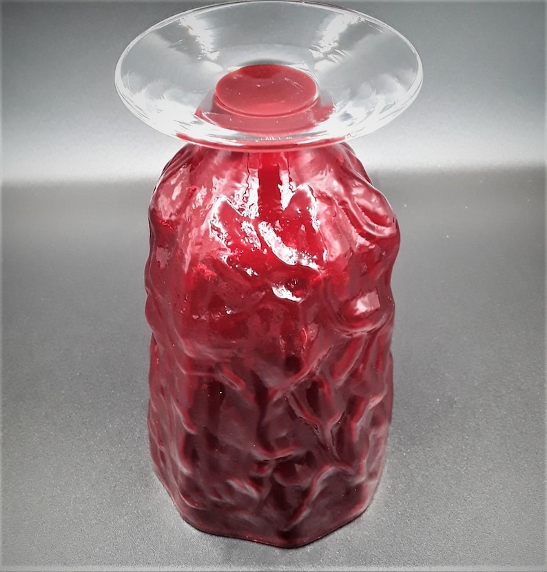 Vintage MORGANTOWN Ruby Red Crinkle Glass Goblet Tumbler Retro Glass ...