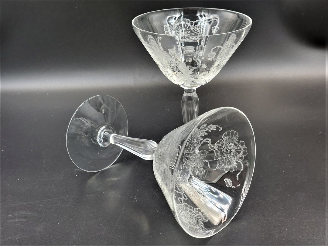 Vintage Rare FOSTORIA Crystal Rogene Pattern Glass Tall Stem SHERBET ...