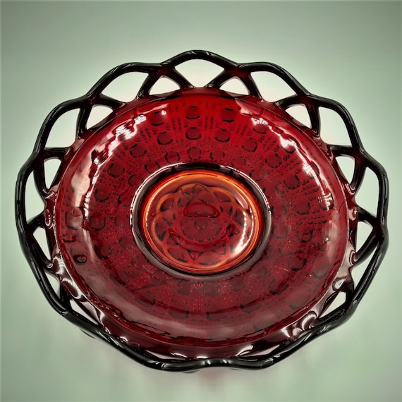 Collectible Glass VTG Imperial Glass Laced Edge Candy Bowl Collectibles ...