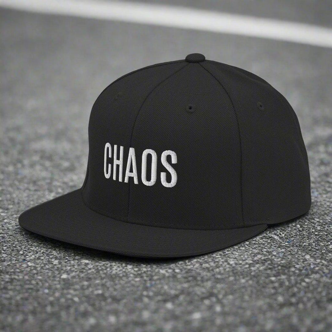 CHAOS Embroidered Black Snapback Hat | Metalcore Streetwear for Men and ...