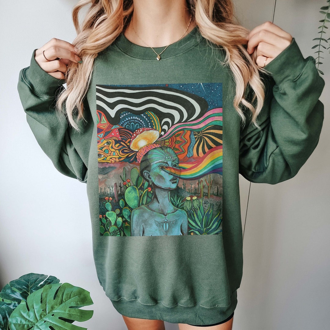 Colorful Trippy Sweatshirt: Psychedelic Hippie Festival Clothing - Etsy