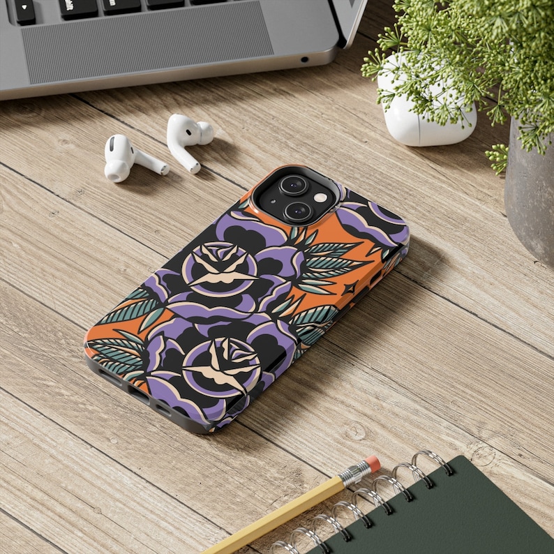 Purple Rose Tattoo Phone Case | Southwestern Aesthetic - Etsy