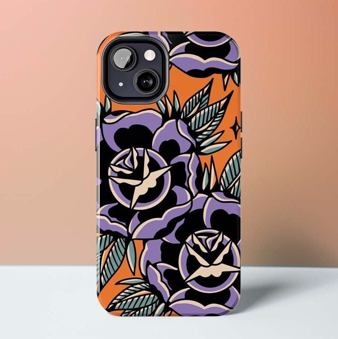 Purple Rose Tattoo Phone Case | Alternative Southwestern Floral Art - Etsy